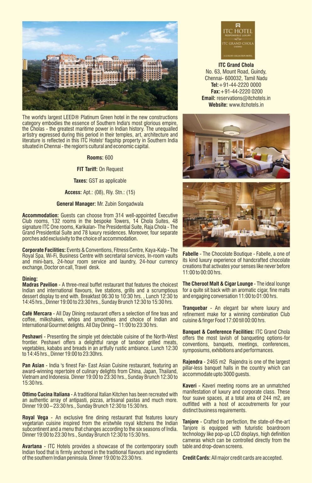 ITC Grand Chola Chennai – IHD Indian Hotel Directory