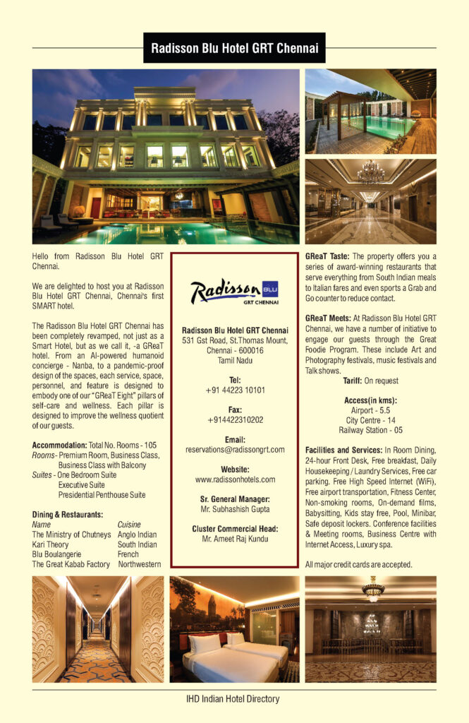 Radisson Blu Hotel GRT Chennai – IHD Indian Hotel Directory