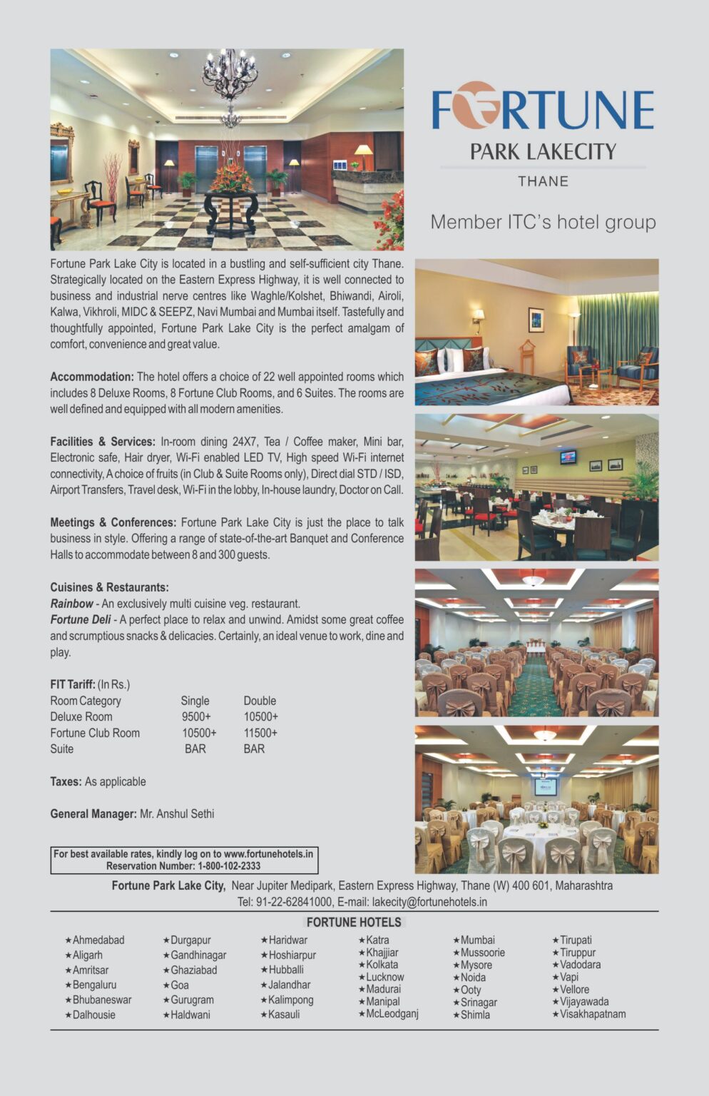 Mumbai Fortune Park Lake City – IHD Indian Hotel Directory